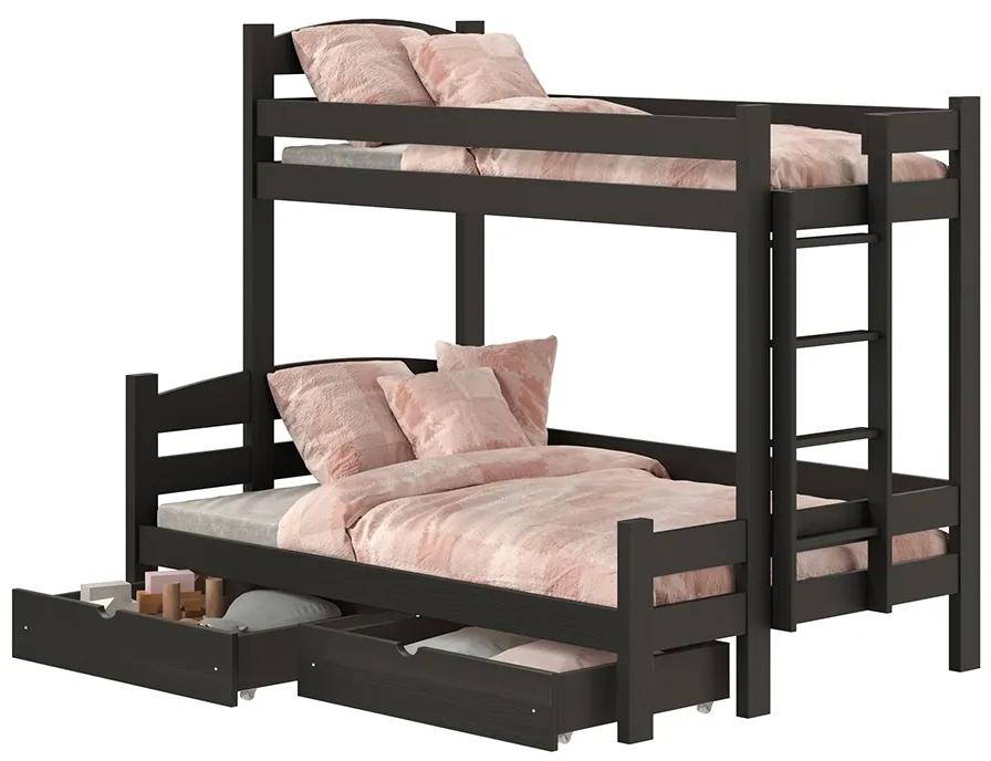 postel patrová s zásuvkami Lovic pravá - Černý, 90x200/120x200