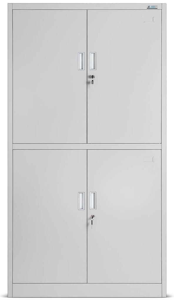 Plechová kancelářská skříň s policemi MAGDA, 900 x 1850 x 400 mm, šedá