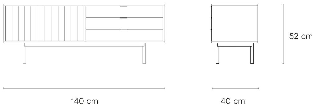 Černý lakovaný TV stolek Teulat Sierra 140 x 40 cm