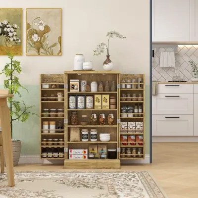 HOMCOM bufet do kuchyně, kuchyňský nábytek s úložným prostorem se 12 policemi na dveřích, nastavitelné, 60 x 30 x 104 cm, vzhled přírodního dřeva