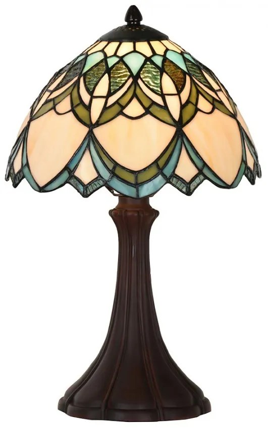 Béžovo-hnědá stolní lampa Tiffany Delafosse - Ø 25*42 cm E14/ 1*40W