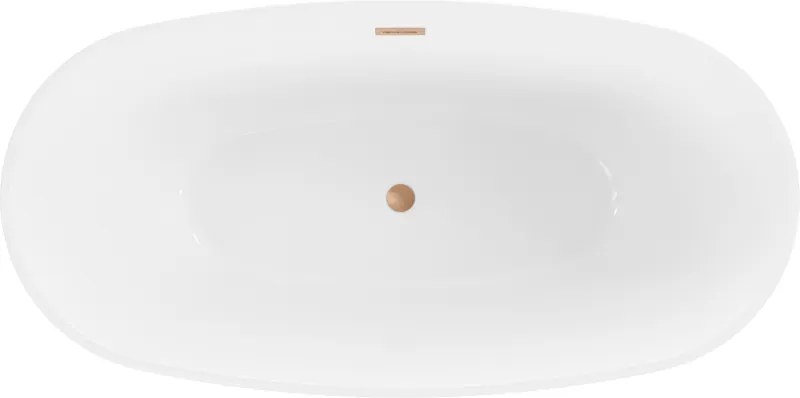 Mexen Eris, volně stojící vana 155 x 80 cm, bílá-černá, měděný přepad, 53441558075-65