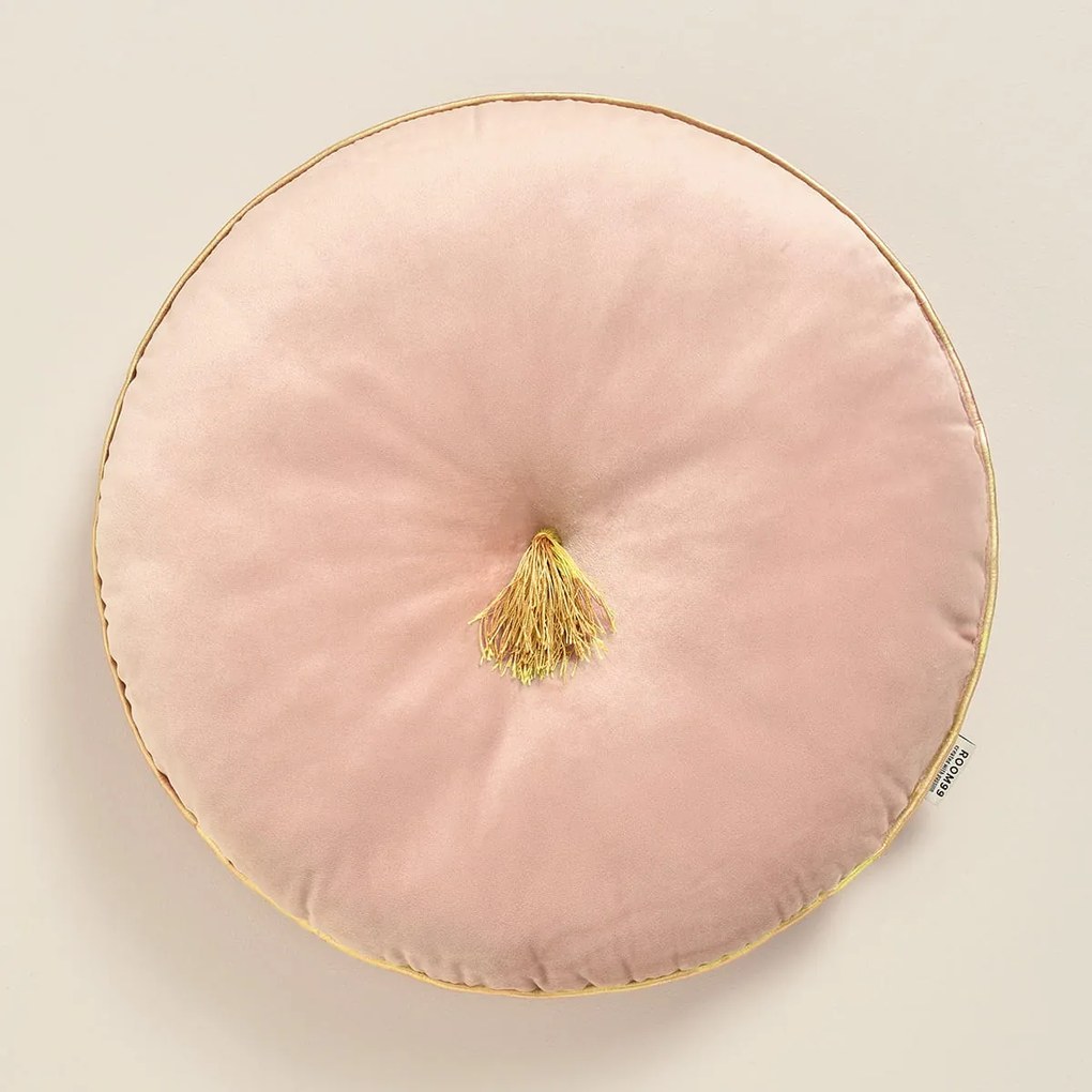 Room99 Dekorační polštář Kulatý s třásní Allure 45 cm Velvet Barva: Tmavě růžová