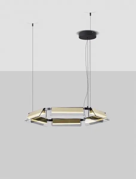 LED stmívatelný černo-zlatý designový lustr Apnea 150