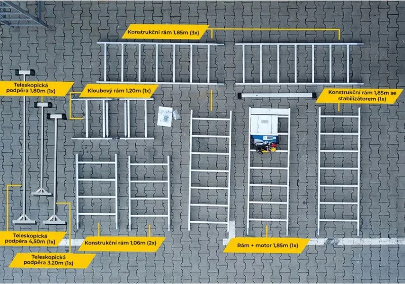 Střešní výtah s elektrickým navijákem 12,50 m DRABEST WT-12 PRO