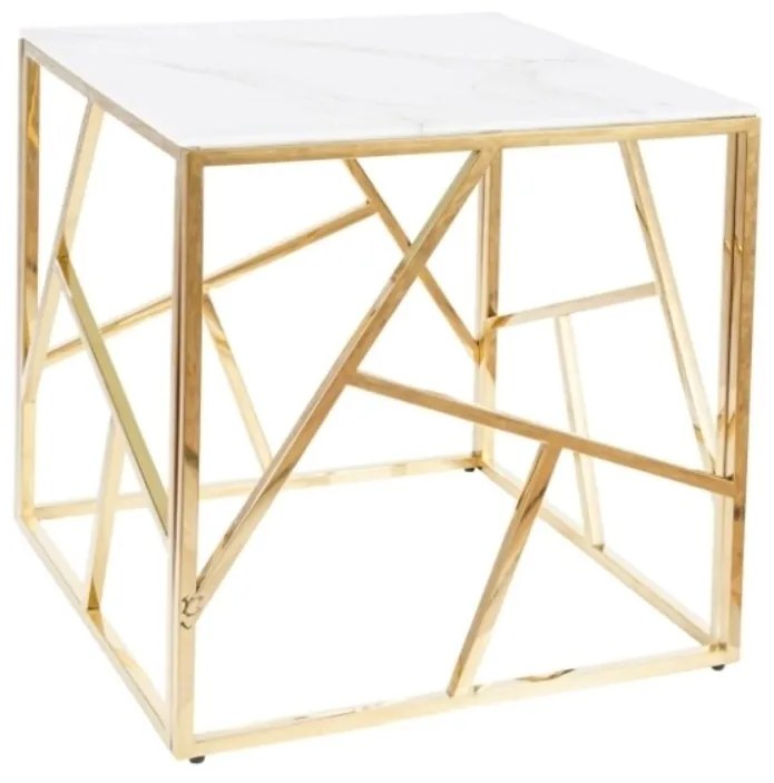 Expedo Konferenční stolek KAPPA B II, 55x55x55, bílý mramor/zlatá