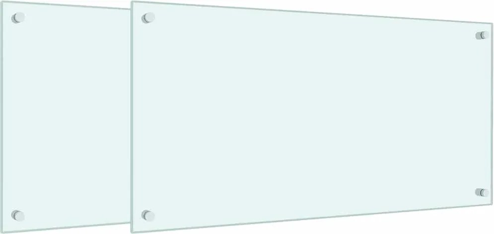 Kuchyňské panely 2 ks bílé 80 x 40 cm tvrzené sklo 3315786