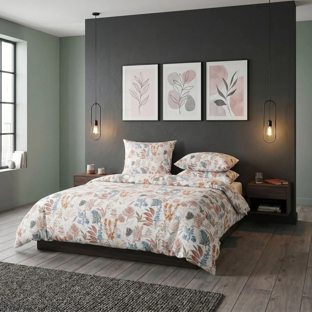 Saténové povlečení LUXURY COLLECTION CORAL garden - 1x 140/220, 1x 70/90cm