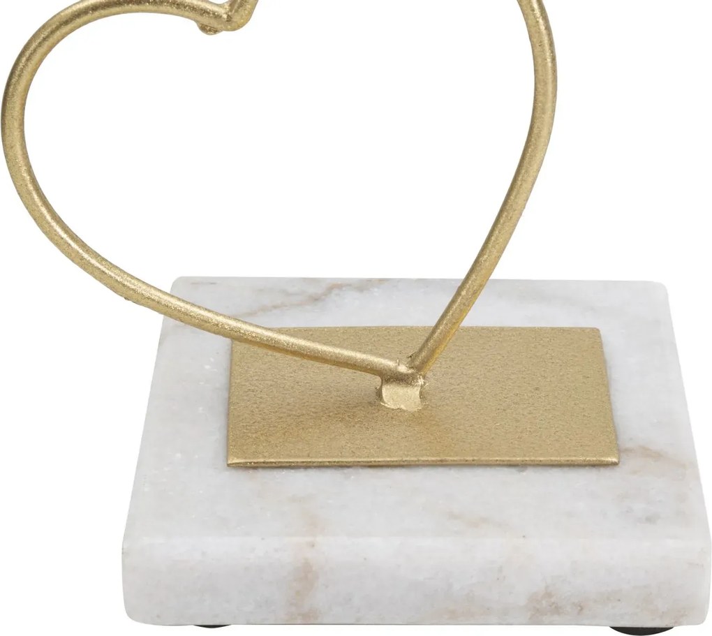 Kovový svícen Heart 32 cm zlatý/mramor