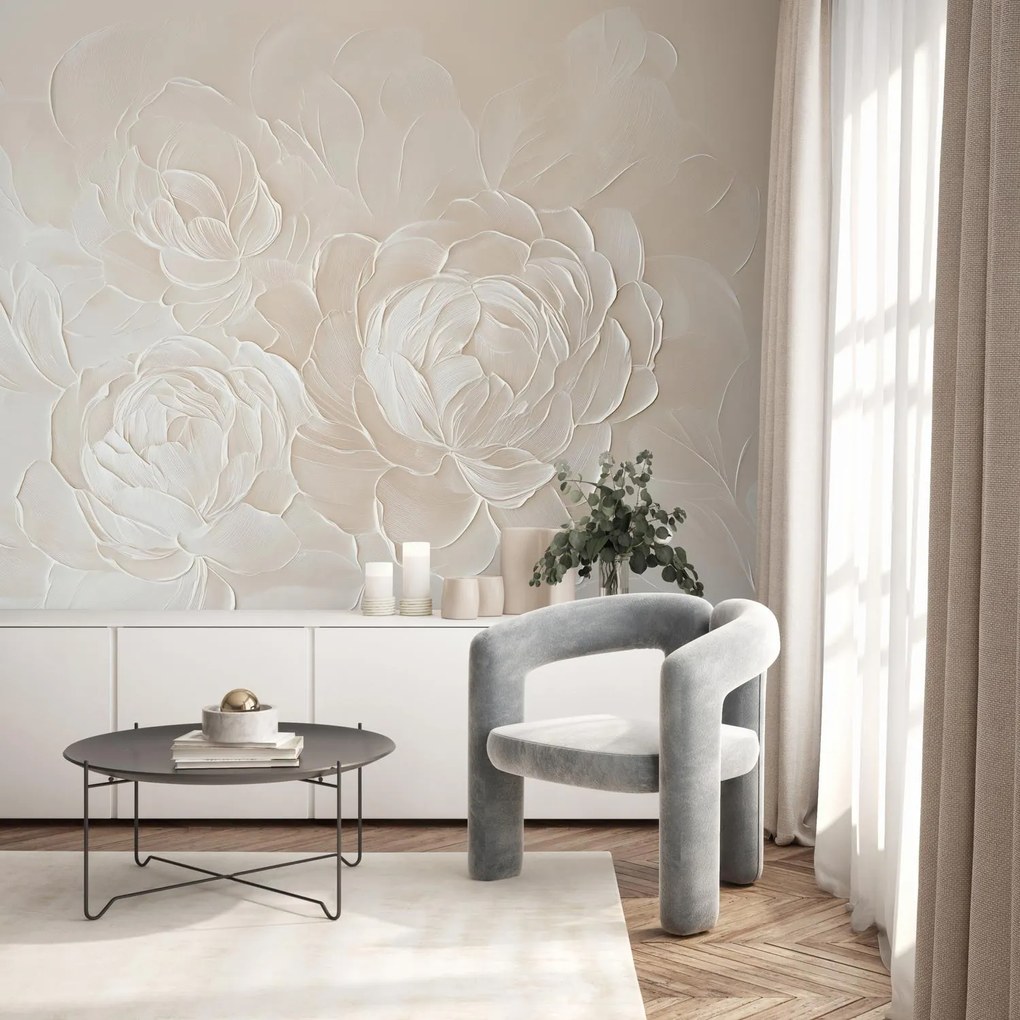 Fototapeta - Elegantní béžové květy (245x170 cm)