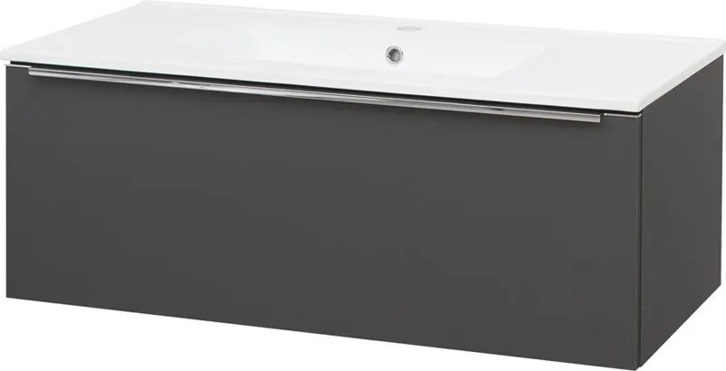 Mereo Mereo, Mailo, koupelnová skříňka s keramickým umyvadlem 101 cm, bílá, dub, antracit, CN537