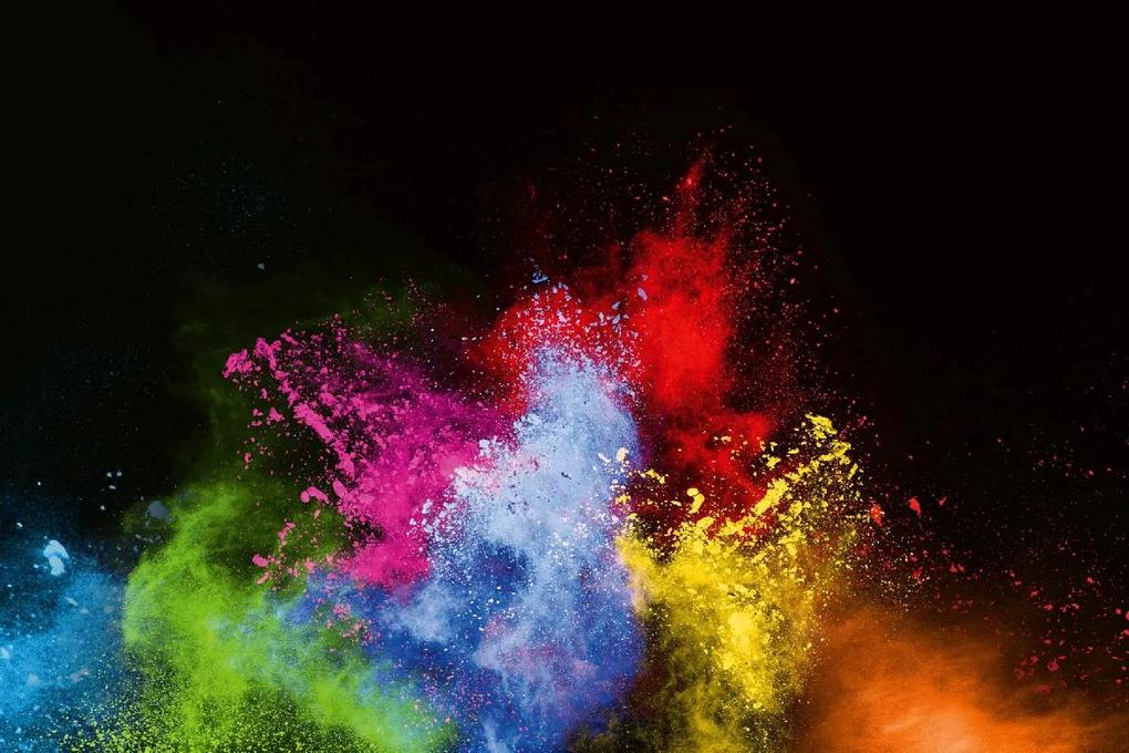 DIMEX | Samolepicí vliesová fototapeta na zeď Abstraktní barevný prach MA-5-2550 | 375 x 250 cm | zelená, modrá, bílá, žlutá, růžová