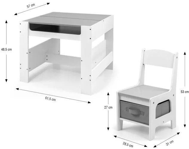 Dětský stůl SVEN bílý se dvěma židlemi