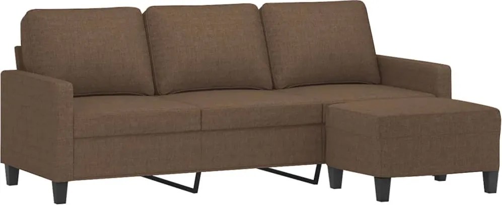3místná pohovka s podnožkou hnědá 180 cm textil 3201040