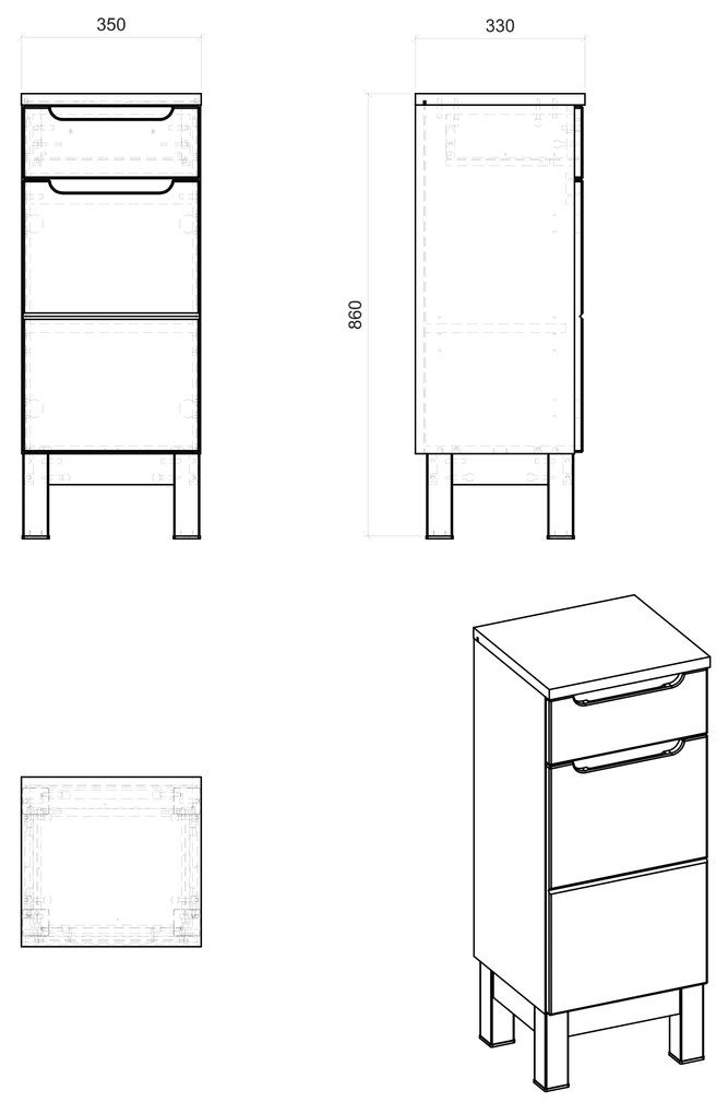 Koupelnová stojící skříňka BALI bílá - nízká spodní