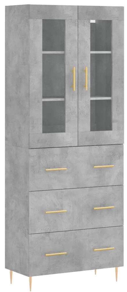 Skříň highboard betonově šedá 69,5x34x180 cm kompozitní dřevo - Default Title