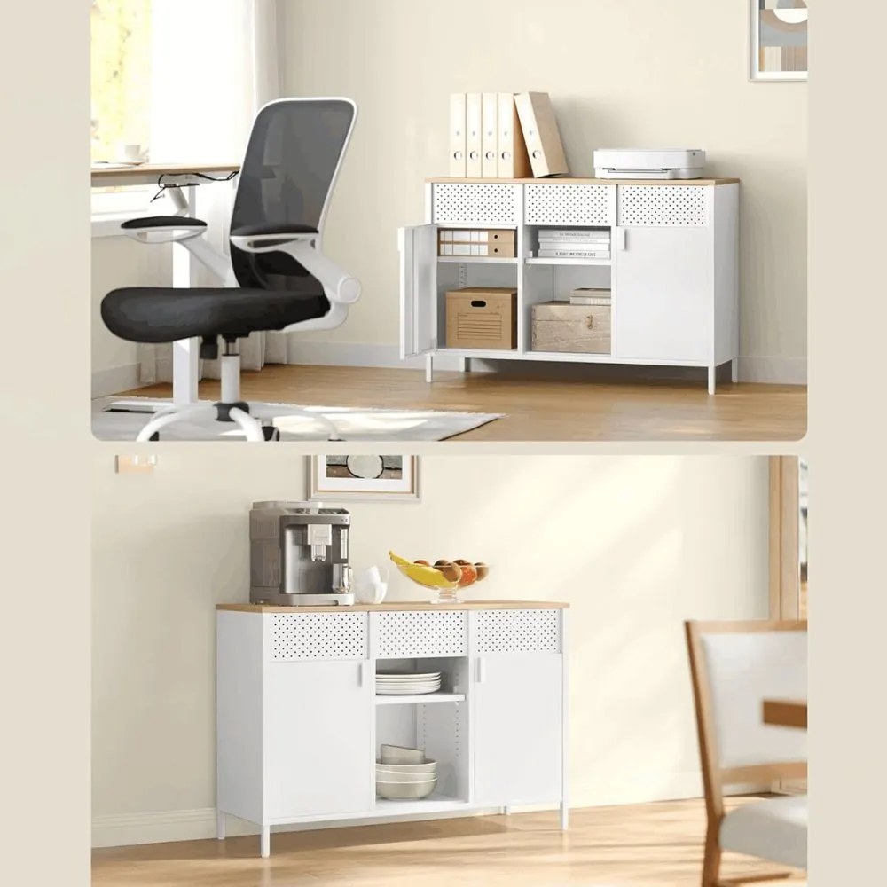 Komoda AUK-E1420 WT, kov, bílá (110 x 40) cm