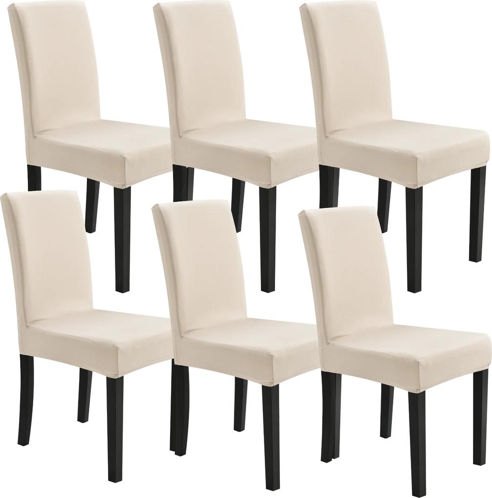 [neu.haus]® Potah na židle - 6 ks sada - pískový - napínací streč na židle různych rozměrů