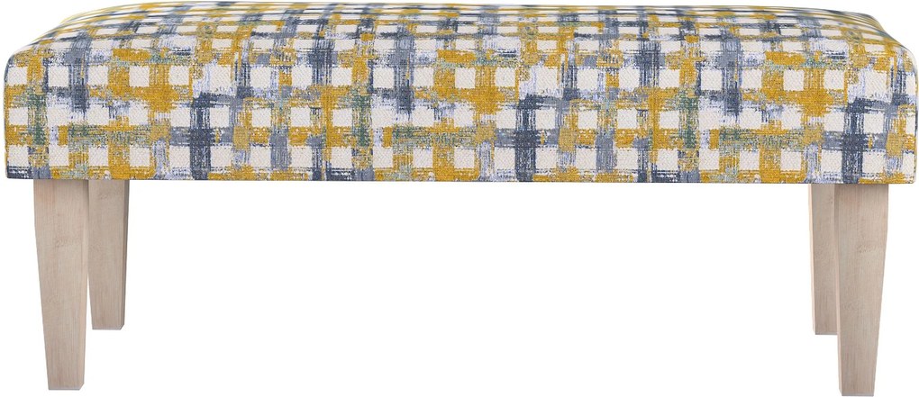 Dlouhá lavička 100x40cm barva modrá látka pletený vzor, vzorované