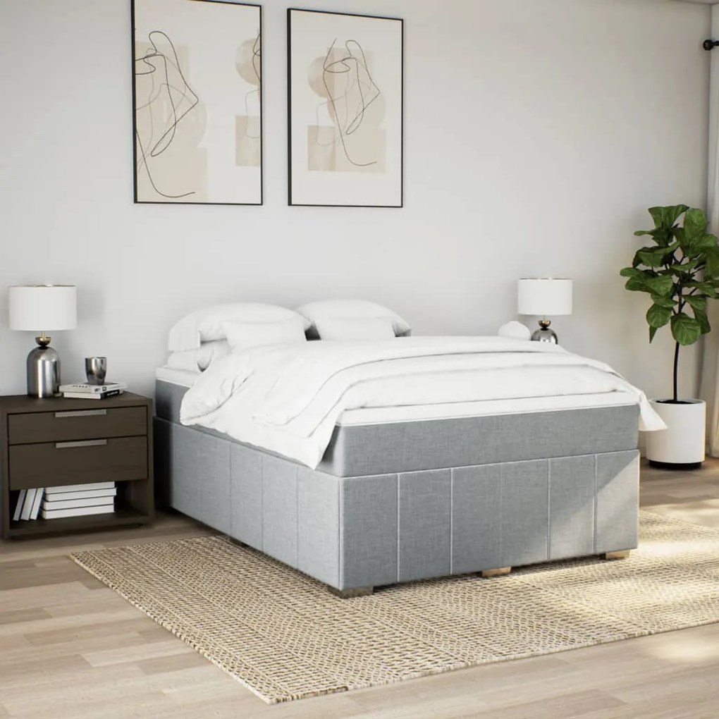 Box spring postel s matrací světle šedá 160 x 200 cm textil 3285484