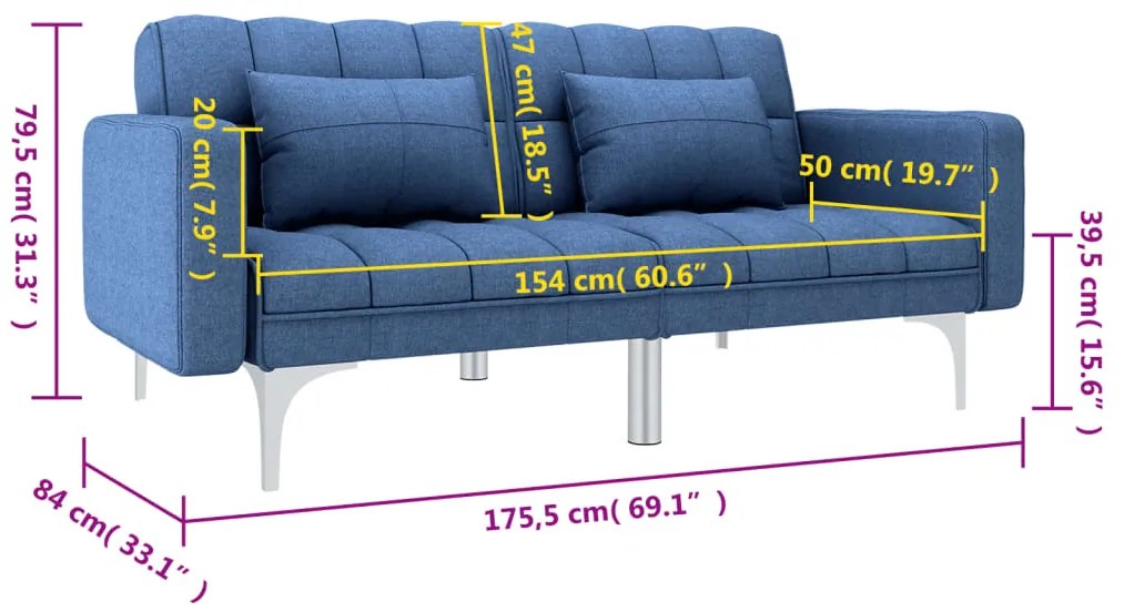 vidaXL Marketos Rozkládací pohovka modrá textil