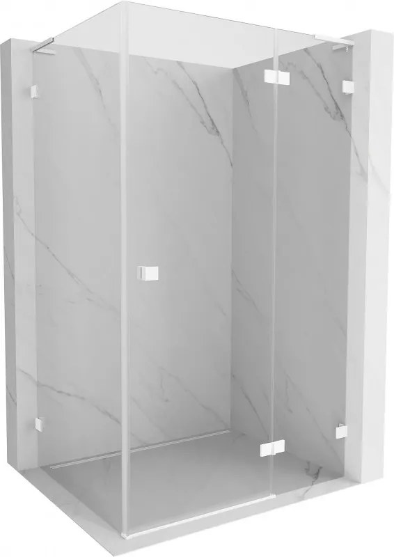 Mexen Lunar L, pravý výklopný sprchový kout 70 x 80 cm, 8mm čiré sklo, bílý profil, 834L-070-080-20-00-P