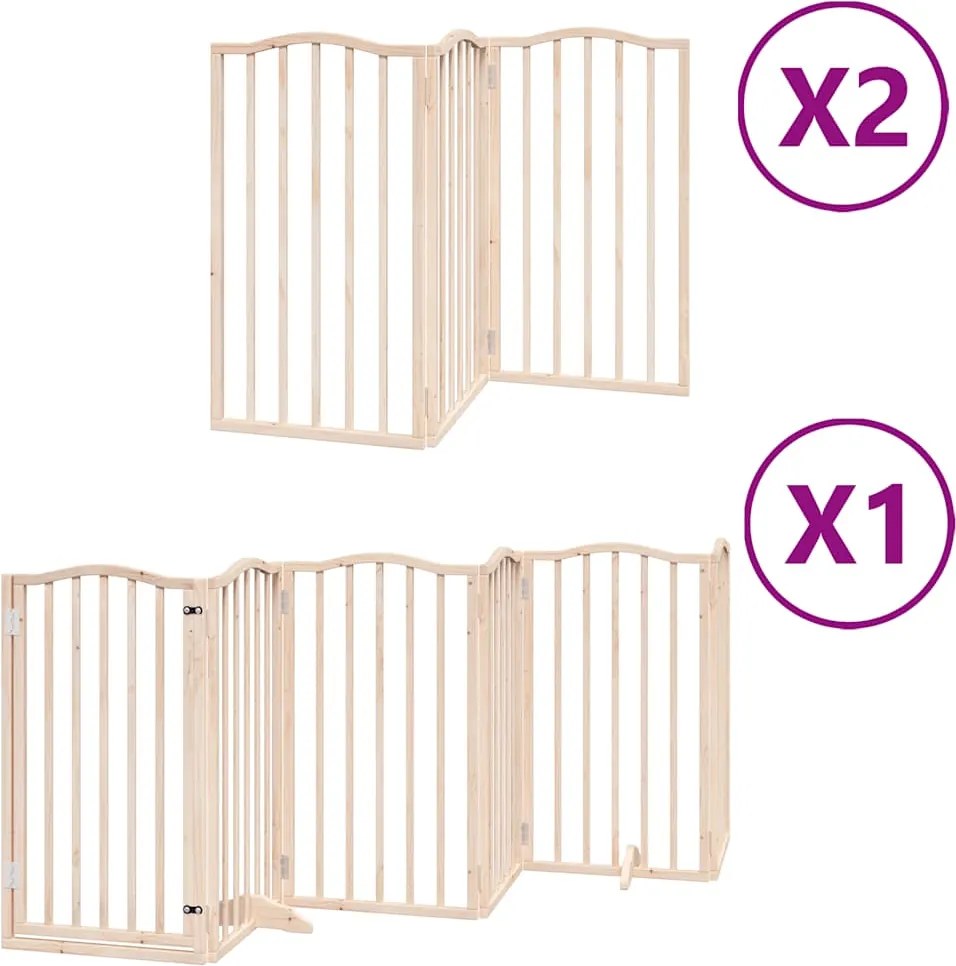 Zábrana pro psy s dvířky skládací 12 panelů 600 cm topol 3155589