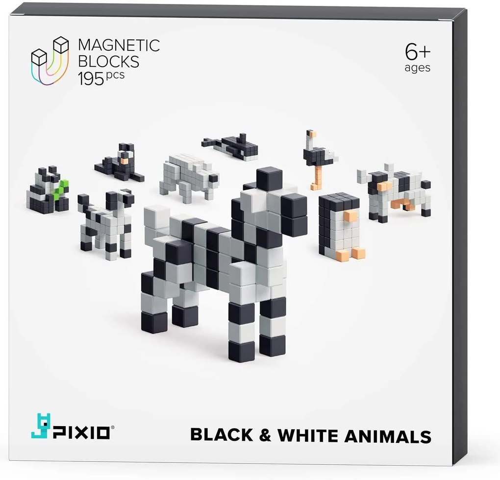 Stavebnice pixio black & white animals smart magnetická