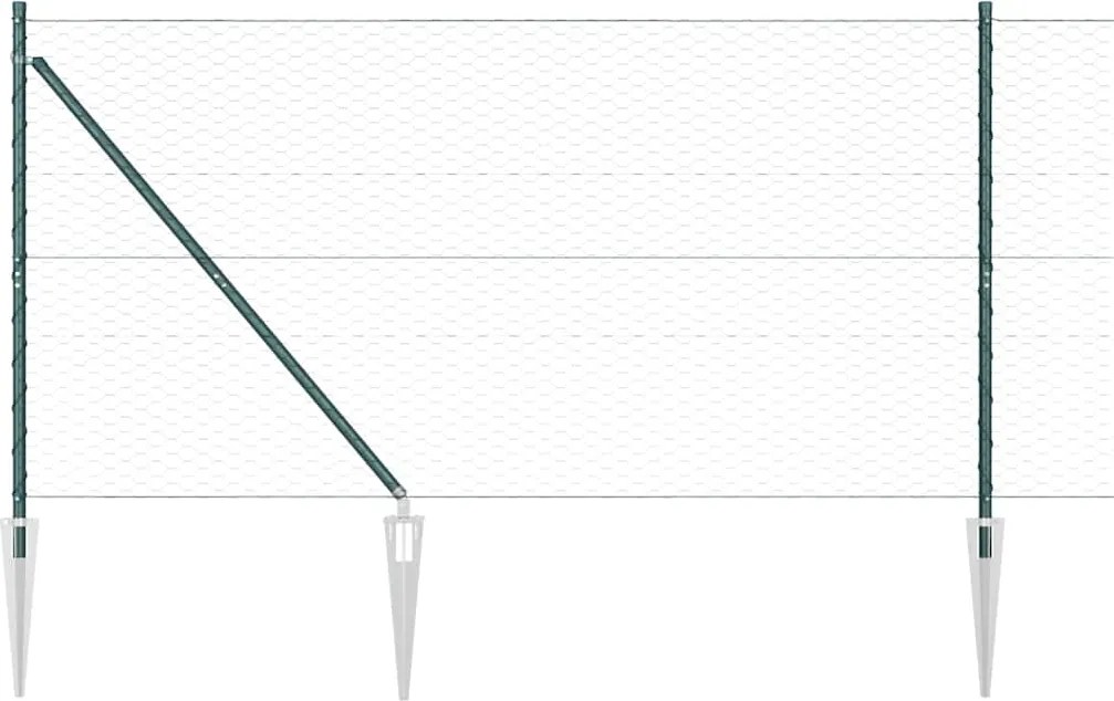 Hexagonální plot s podpěrou 10 x 1,4 m Ocel potažená PVC Zelená 3353068