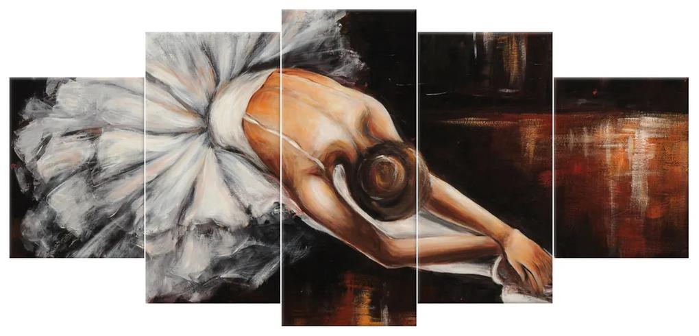 Gario Ručně malovaný obraz Rozcvička baletky - 5 dílný Rozměry: 150 x 105 cm