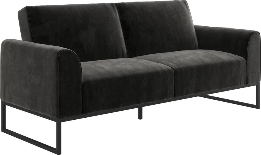 Černá sametová polohovací/rozkládací pohovka 217 cm Adley - II. jakost – CosmoLiving by Cosmopolitan