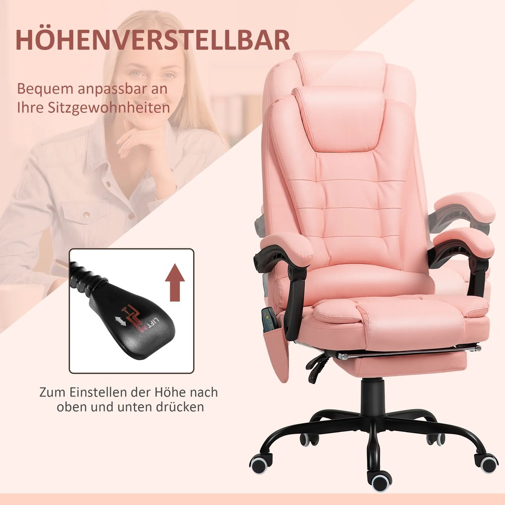 Kancelářská židle Vinsetto se 7bodovou masáží, ergonomická kancelářská židle s funkcí polohování, výškově nastavitelná manažerská židle s dálkovým ov…