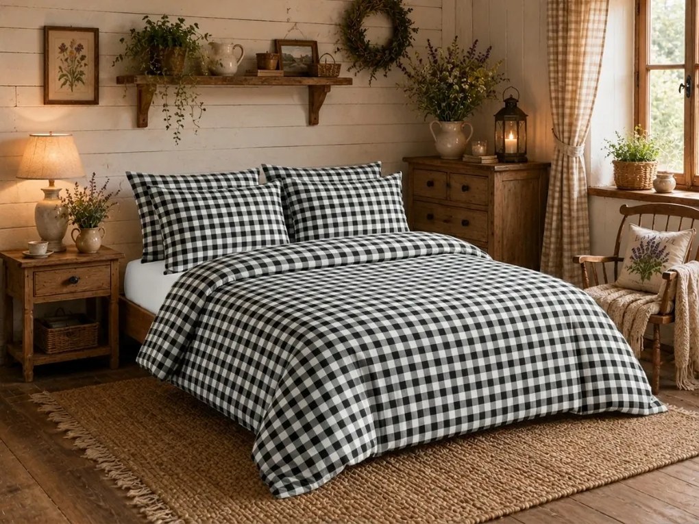 Bavlněné povlečení NORDIC CHECK tmavě šedé Rozměr povlečení: 70 x 90 cm | 140 x 200 cm