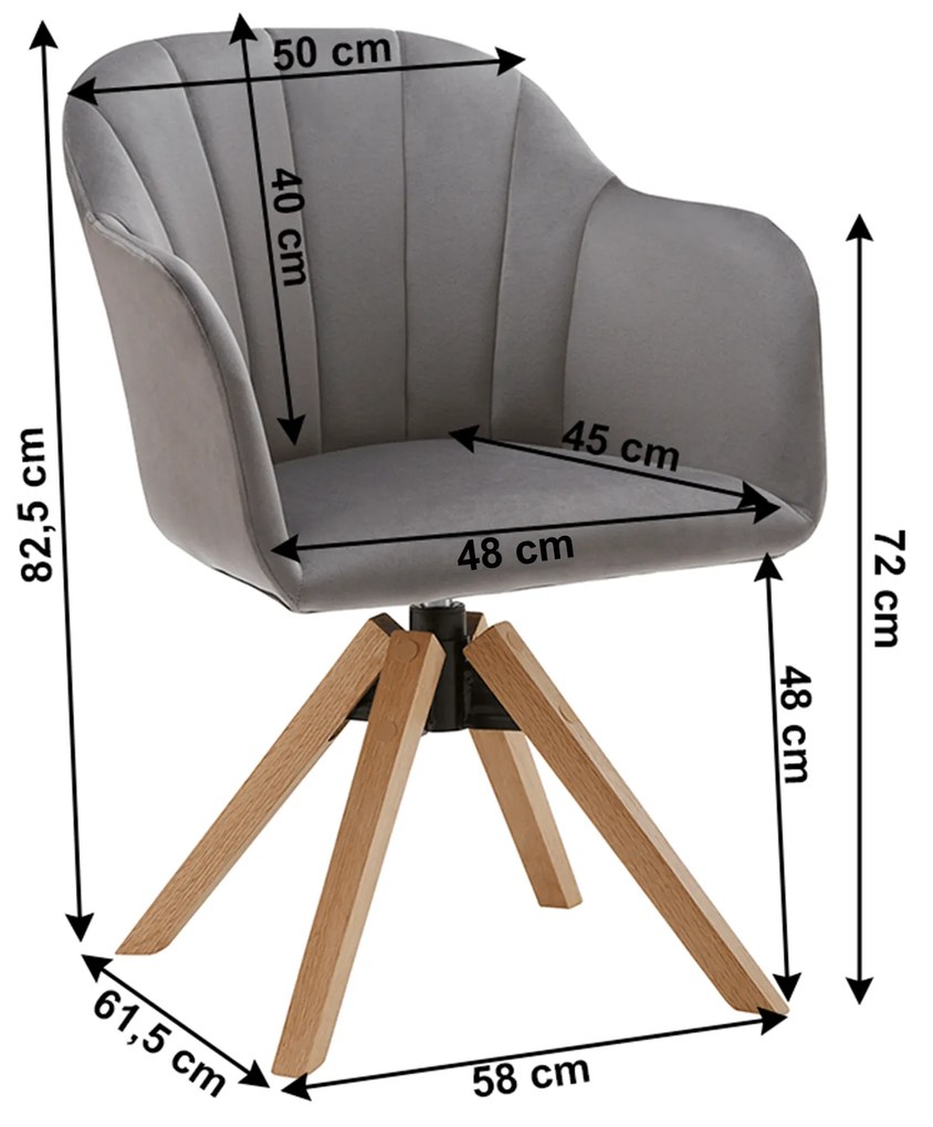 Otočné křeslo ALIGNA - látka Velvet, šedá / buk