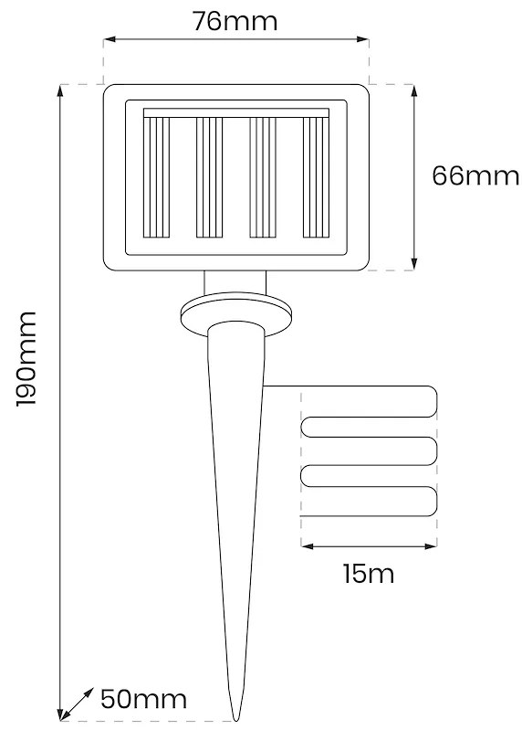 Solární LED světelný řetěz Micro, 15m