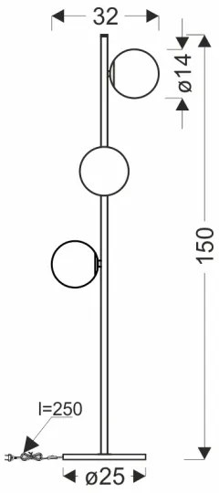 Stojací lampa KAMA 3xG9/28W/230V černá/kouřová černá