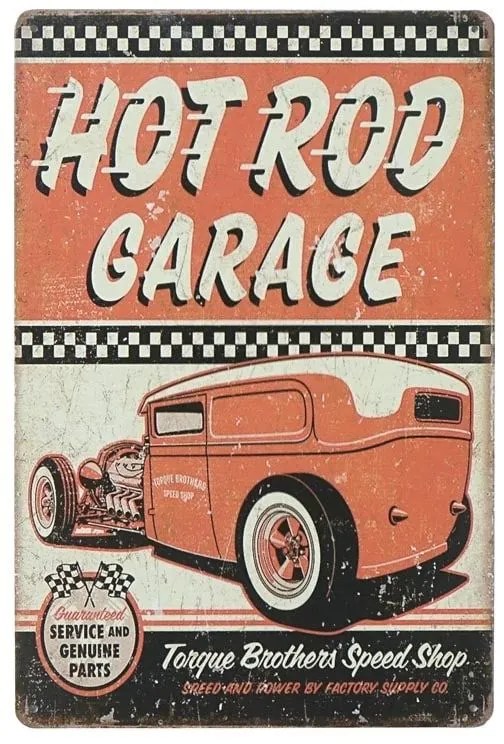 Kovová cedule Hot Rod Garage