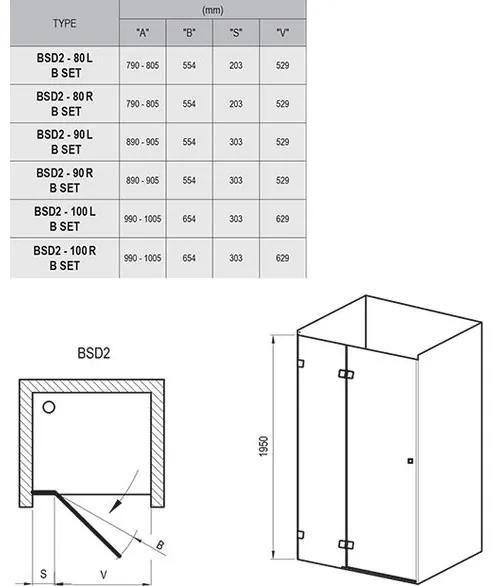 Ravak Briliant Sprchové dveře 100 cm, levé, transparent/chrom 0ULAAA00Z1 BSD2-100A-L