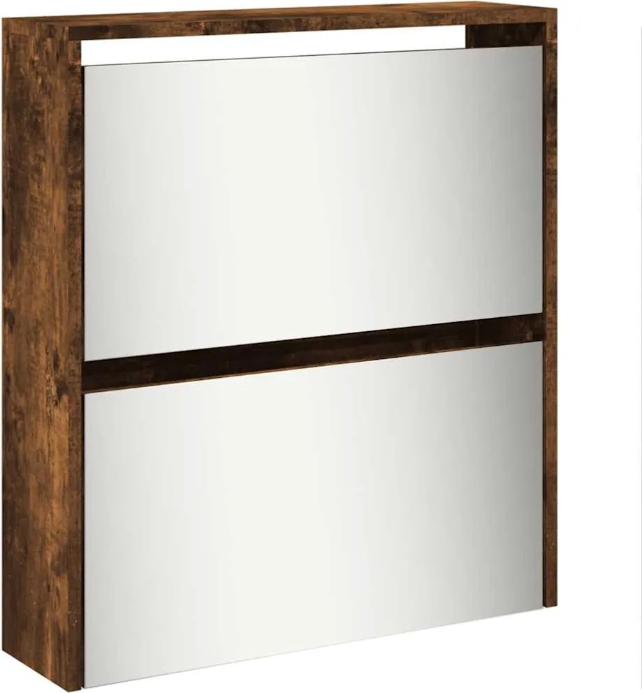 Botník se zrcadlem 5patrový kouřový dub 63 x 17 x 169,5 cm 3228283