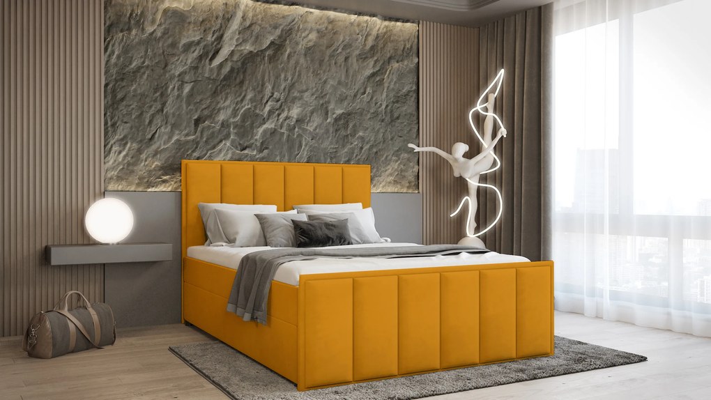 SFAB Kontinentální čalouněná postel VERONA (180x200 cm) Látka Velutto: Černá (Velutto 20)