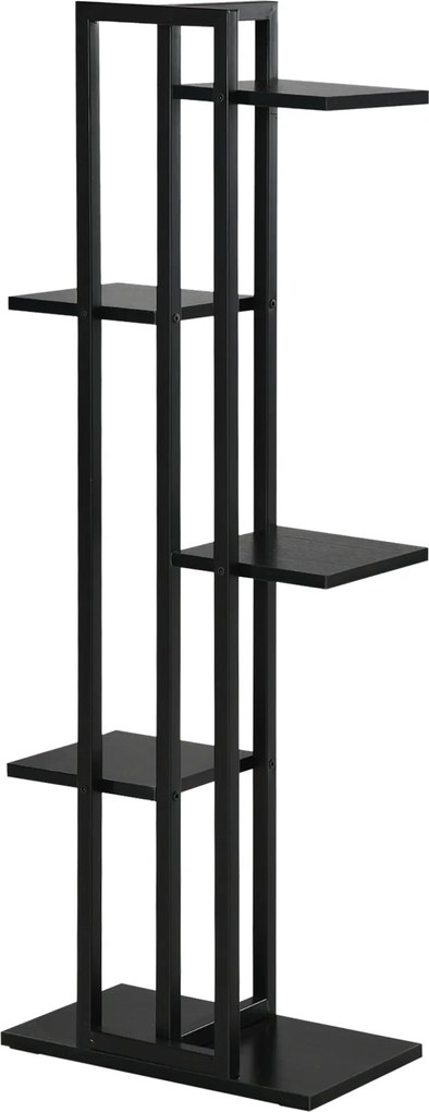 Outsunny 5-patrový stojan na květiny z MDF a oceli, 40x22x113 cm, černý | Aosom