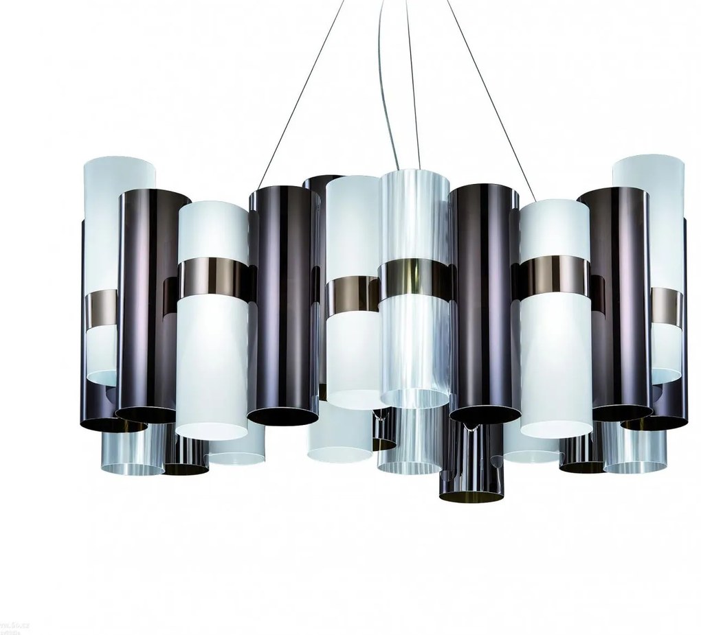 Slamp La-Lollo Pewter-white suspension L, designové závěsné svítidlo, 56W LED 2700K stmívatelné, průměr 80cm