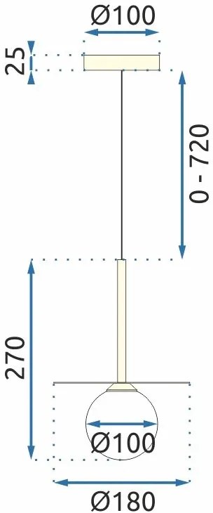Toolight Moderní závěsná lampa APP939-1CP Zlatá