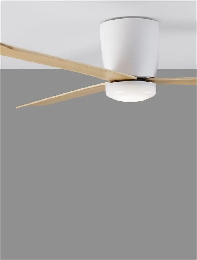 NV 9952335 Stropní ventilátor DELL tělo z hliníku dřevo a matná bílá 3ABS dřevěné listy - NOVA LUCE
