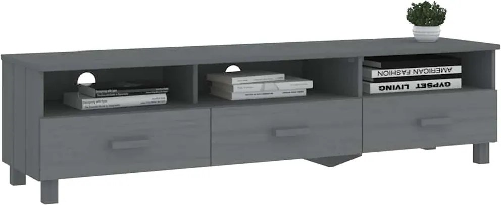 TV stolek HAMAR tmavě šedý 158 x 40 x 40 cm masivní borovice 340474