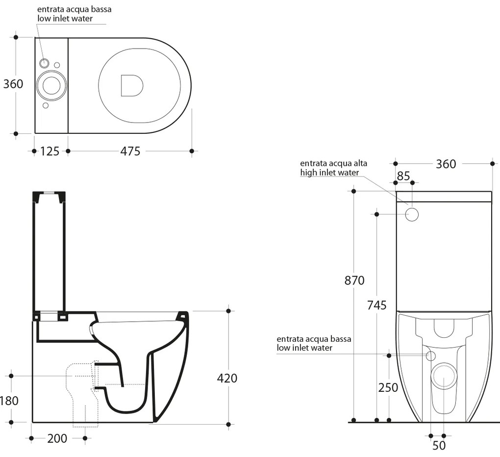 Kerasan, FLO WC kombi mísa 36x43x60cm, spodní/zadní odpad, 311701