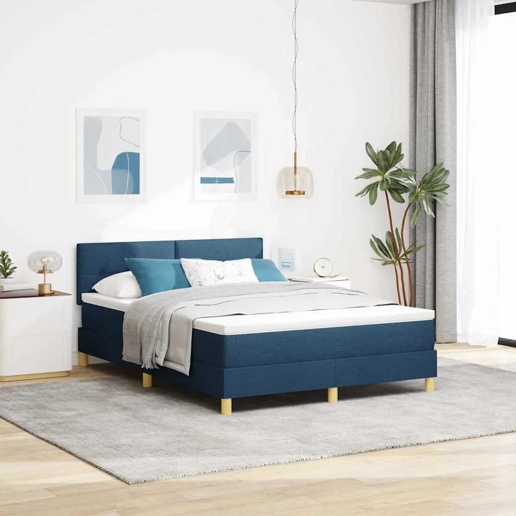 Postel s boxspringem s polštářem Modrá 140 x 200 cm textil 3338929
