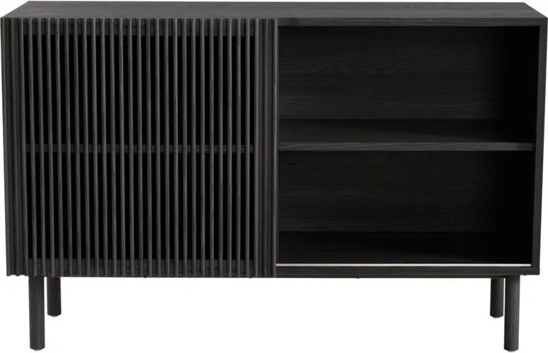 Černá skříňka v dekoru jasanu s posuvnými dveřmi 124x80x45 cm Sion – Jotex