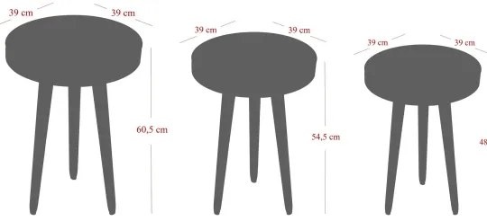 SADA 3x Odkládací stolek CALL černá