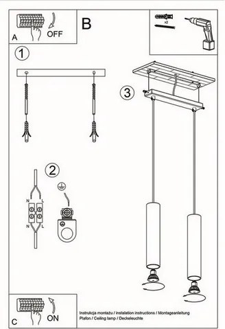 Závěsná lampa SOLLUX LAGOS 2 leštěné zlato GU10 2x10W bez žárovky SL.1241
